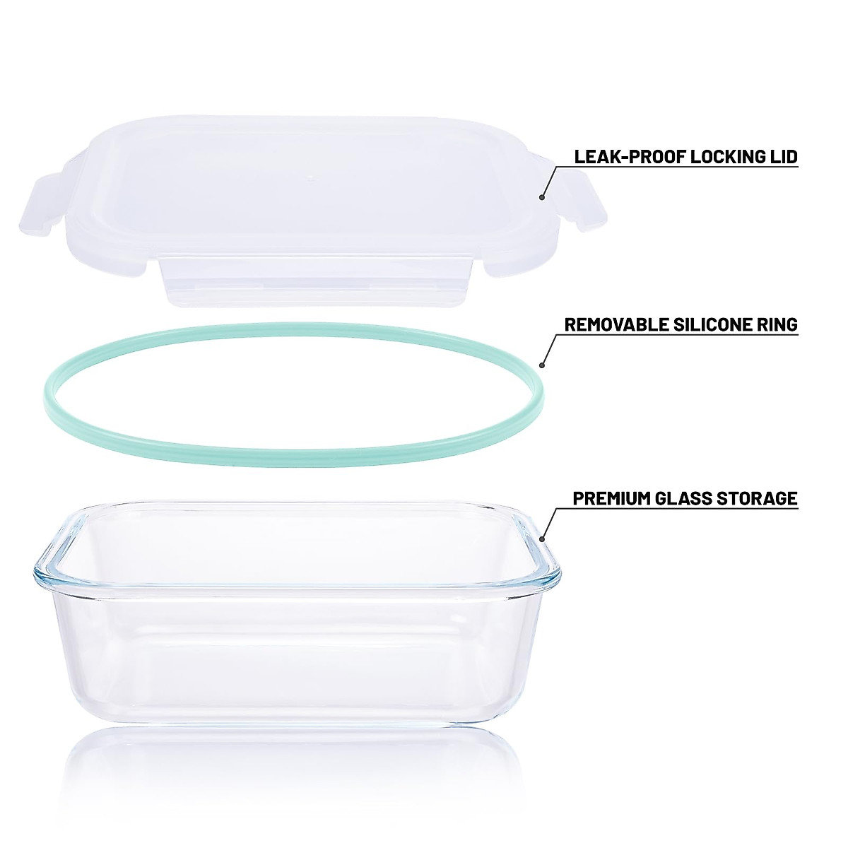 Moretoes 9pcs Glass Meal Prep Container, Glass Food Storage Containers with Lids, Meal Prep Lunch Boxes, Airtight, Glass, Leakproof Containers Set, Glass Food Storage Containers with Lids