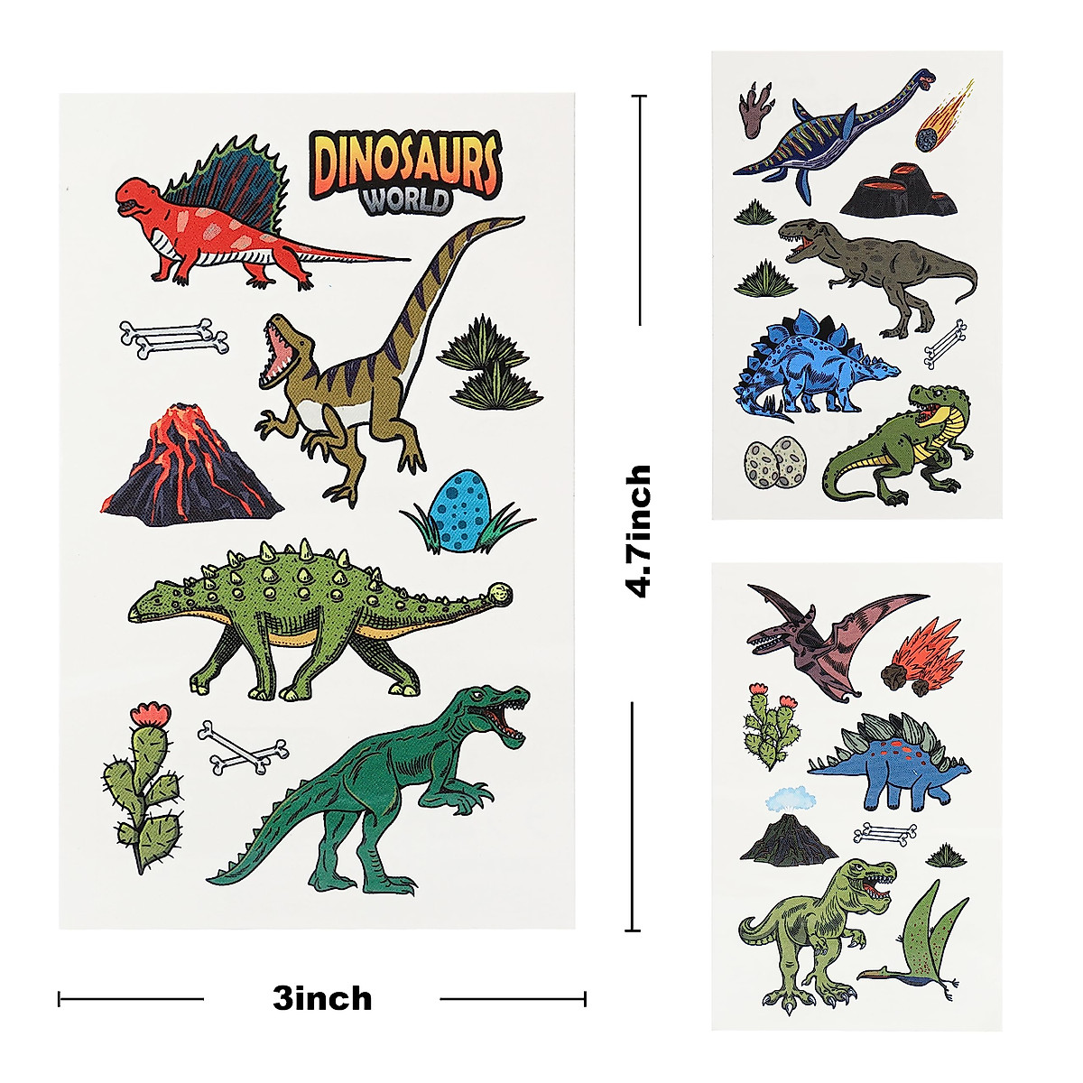 24 Sheets Dinosaur Temporary Tattoos, Birthday Decorations Dinosaur Party Favors