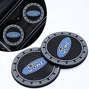 2Pcs Silicone Non-Slip Car Cup Holder Coasters Suitable for Ford 2017 2018 2019 2020 2021 2022 Mustang Explorer Edge Fusion F150 F250 F350 F450 F550 Car Interior Accessories (2.75 Inch)