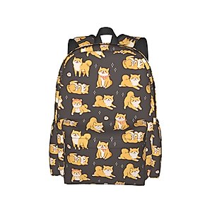FeHuew 17 Inch Backpack Cute Dogs Shiba Inu Laptop Backpack School Bookbag Shoulder Bag Casual Daypack