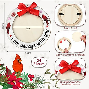 Blulu 24 Pieces Christmas Red Cardinal Picture Frames Ornaments Wooden Cardinal Photo Ornaments I Am Always with You Ornaments for Xmas Tree Decoration Cardinal Sympathy Memorial Gifts