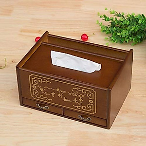 Living Room Home Creative Pumping Box Multifunctional Tissue Box Coffee Table Napkin Paper Box Wooden Remote Control Box Wood Mahogany Color Tissue Box Remote Control Storage Box (Brown)