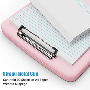 Hongri Clipboard with Storage with Pen Holder, Folder Nursing Clip Board 8.5 x 11 Foilo-Side Opening, High Capacity, Light Weight for Teachers, Classroom. Size 14 x 9.6 x 1.2 in(Pink)