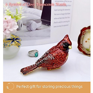 JWT Astyle Red Cardinal Bird Gifts Jewelry Trinket Boxes Hinged .Decorative Keepsake Ring Box Holder.Necklace Rings Earrings Organizer.Collectible Bird Figurines Home Decor Gifts for Women.