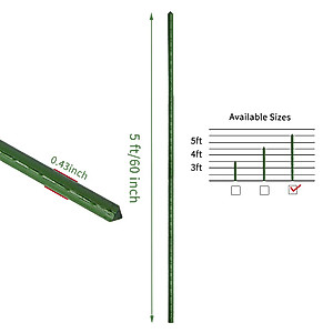 G-LEAF Sturdy Metal Garden Stakes 4 Ft Plastic Coated Steel Tube Plant Sticks for Tomato,Cucumber,Strawberry, Bean,Tree,Pack of 50
