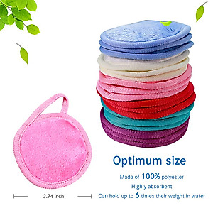 Nugilla Reusable Makeup Remover Pads, 18 Packs Microfiber Face Cloth with a Washable Laundry Bag, Reusable Rounds Towels for Face Cleaning, Soft Facial Rounds Wipes Eyes/Lips Clean for Women Gifts