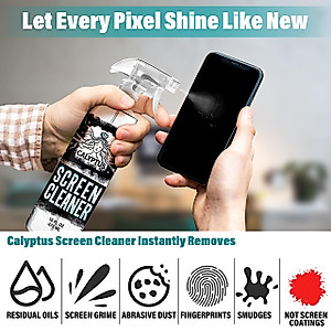 Calyptus Screen Cleaner Spray Kit | (2X) 16oz Sprayer Bottle + (4X) XL Microfiber Cleaning Cloth | Alcohol Free | Phone, Laptop, TV Screen, iPad, iPhone, MacBook Pro, Computer Monitor, Car Screen