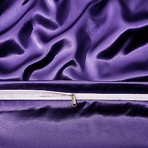 Manyshofu 6Pcs Dark Purple Duvet Cover Set Queen Size with Satin Fitted Sheet - Not Comforter, Cooling Satin Duvet Cover Sheets Silky Comforter Cover Set(4 Pillowcases, 1 Duvet Cover, 1 Fitted Sheet)