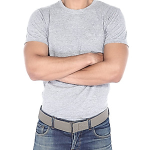 2PCS No Show Stretch Invisible Belt for Women - Flat Buckle Elastic Waist Belt for Jeans, Pants, Dresses