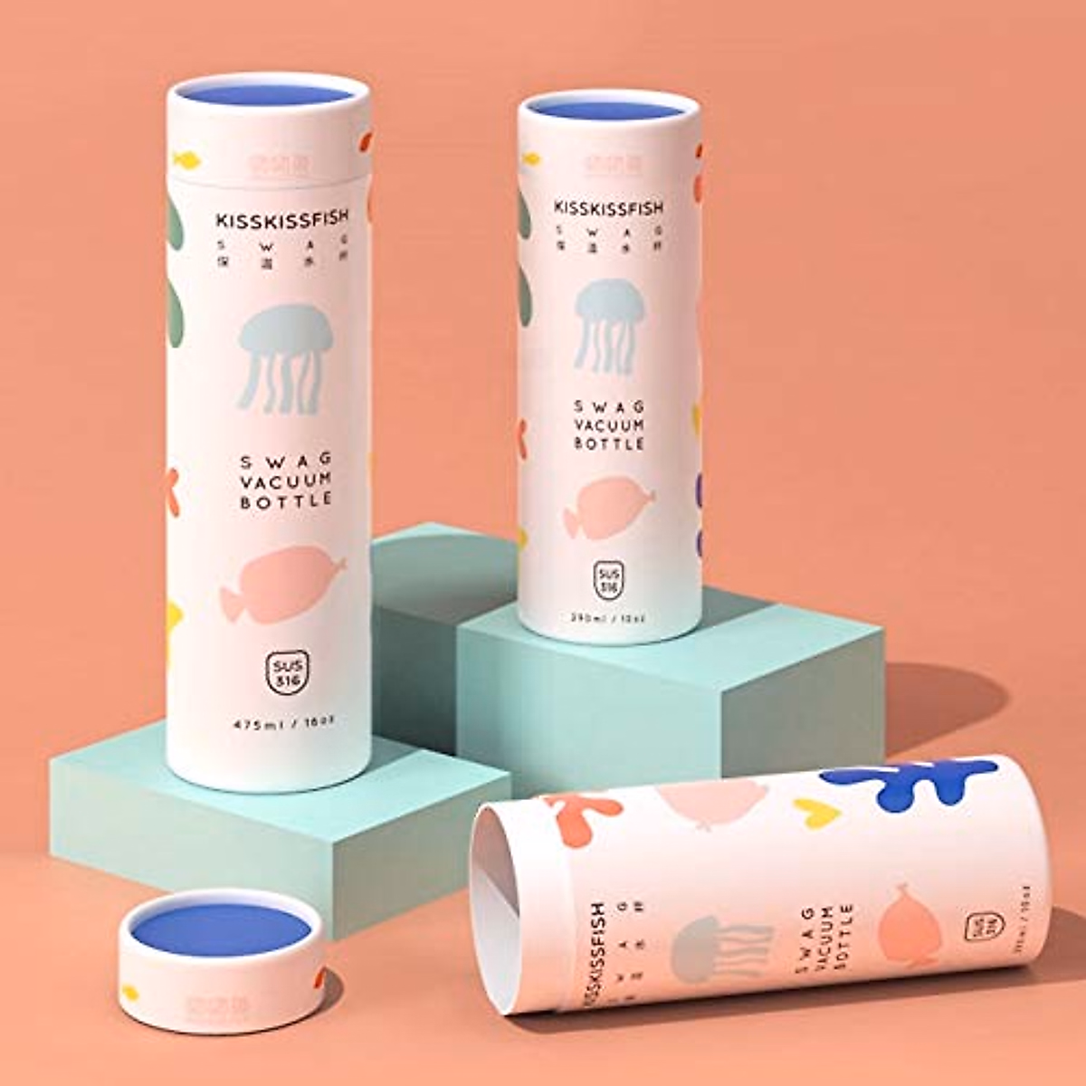 KKF 16oz/10oz Double Walled Stainless Steel Water Bottle With Handle, Vacuum Insulated Leak Proof Water Bottle With Lid, Durable Reusable Cute Travel Bottle (Exotic Mint)