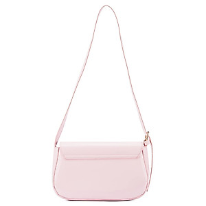 Olivia Miller Women's Fashion Leila Pink Faux Patent Leather Shoulder Bag w Adjustable Strap, Casual Trendy 90s Y2K Retro Evening Purse Handbag