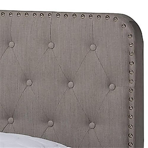 Baxton Studio Annalisa Modern Transitional Grey Fabric Upholstered Button Tufted Queen Size Panel Bed