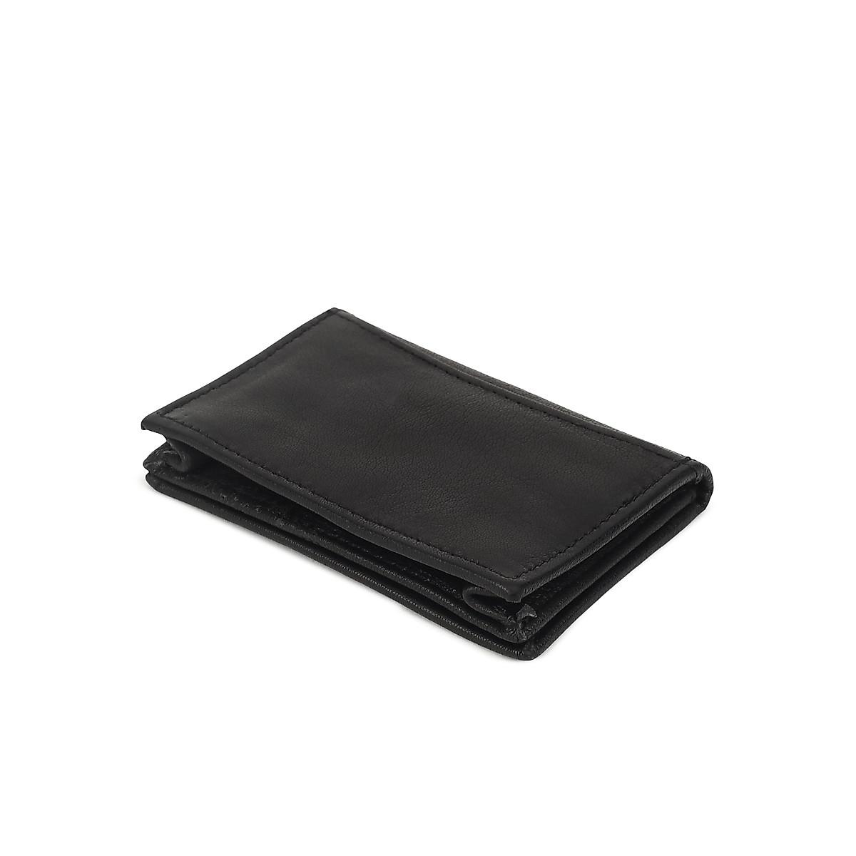 Leatherboss Genuine Leather Business Card Holder | Expandable Pocket, Credit Card & ID Slots | Stylish & Compact | Black