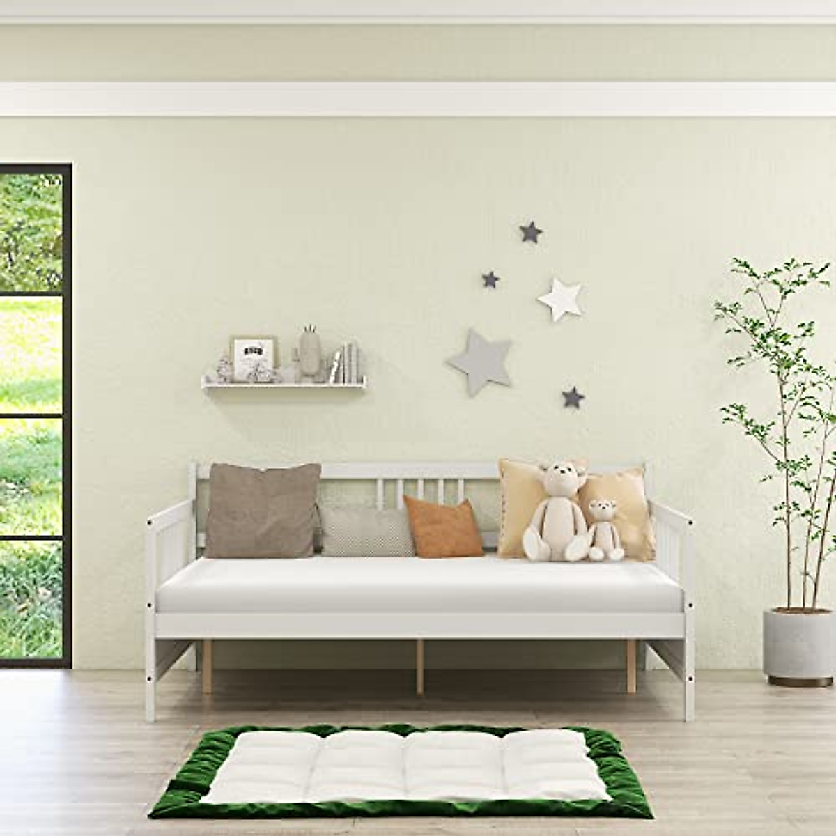 Giantex Full Size Daybed, Wooden Daybed Sofa Bed Frame with Wood Slat Support for Kids Teens, Multi-Functional Day Bed for Living Room Bedroom Guest Room, No Box Spring Needed (Full,White)