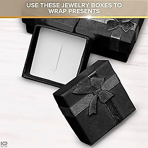 Black Ring Box for Wedding Ceremony - 24Pcs Small Jewelry Box Ring Holder Earrings Box Small Square Ring Boxes for Jewelry Gift - Birthday Earring Gift Box Engagement Ring Box Hard Jewelry Travel Case