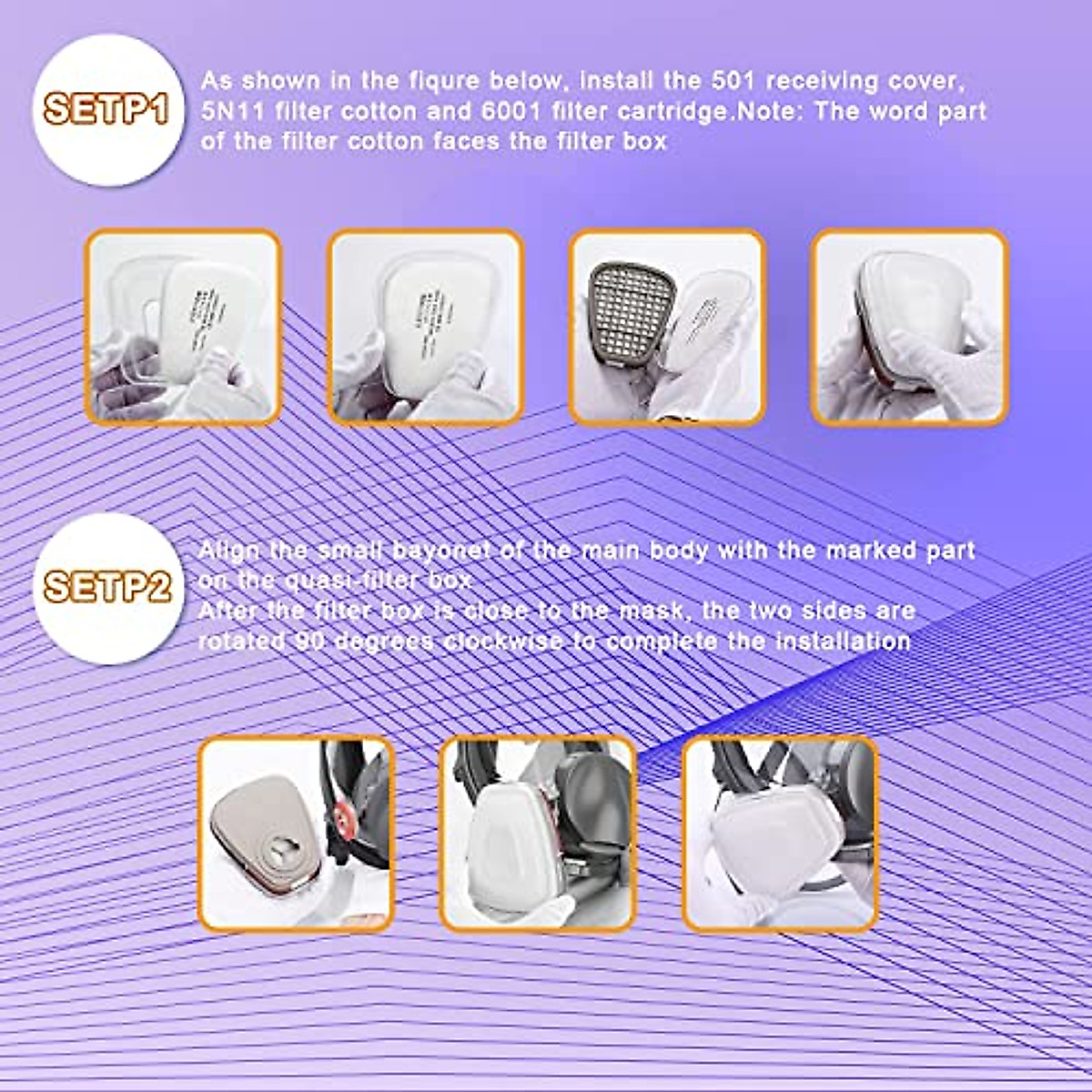 [Reusable Full Face Respirator] Paint Face Cover for Painting, Machine Polishing, Welding and Other Work Protection Gas mask Anti-Fog Large Field of View(15 in1 for 6800 Respirator)