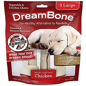 Dreambone Vegetable & Chicken Dog Chews, Rawhide Free, Large, 3-Count