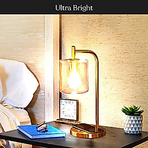 Brightech Elizabeth Table Lamp with Wireless Charging Pad and USB Port, Bedside Reading Lamp, Vintage Brass Gold Desk Lamp, Nightstand Lamp with LED Bulb for Bedroom, Living Room, Office