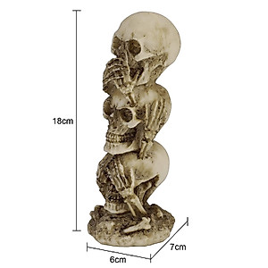 ITODA Human Head Skull Decor for Halloween Skeleton Prop Resin Spooky Statue Collectible Home Bar Table Figurine Garden Decoration for Graveyard Ghost Scary Xmas Sculpture