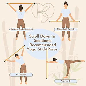 Karma Heart Yoga Stick - Stretch Bar - Natural Bamboo 5ft Mobility Stick for Strength and Flexibility - Versatile and Durable Posture Stick - Stretch Stick Mobility Expansion - Exercise Stick