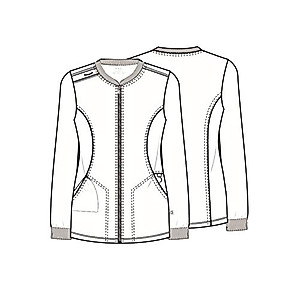 Cherokee Zip Front Womens Scrub Jacket 4-way Stretch with Lightweight, Superior Performance and Comfort, Infinity CK370A, S, Black