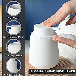 BosilunLife Foam Hand Soap Dispenser - 12 oz Bathroom Lotion Hand Pump Dispenser White Foaming Soap Dispenser Ceramic Dish Liquid Dispenser for Kitchen Hand Wash Dispenser (Rubber Paint)