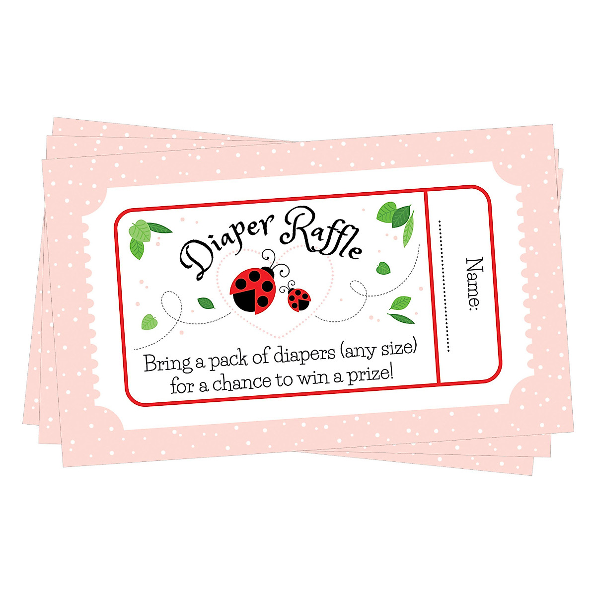 Ladybug Little Lady Diaper Raffle Baby Shower Cards - 24 count
