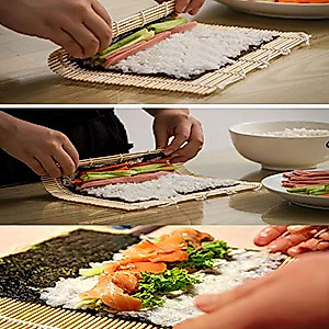 AIKS 2PCS Natural Bamboo Sushi Rolling Mat Sushi Roller Inch for Making Sushi 9x9.5 Inch