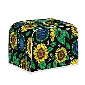chaqlin Sunflower Print Toaster Cover 2 Slice Stain Resistant Bread Oven Cover Asethetic Toaster Dust Protection Accessories