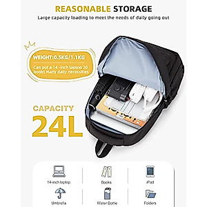 Lightweight School Backpack for Women Men, Black Laptop Travel Casual Daypack College Secondary School Bags Bookbag for Teenage Girls Boys