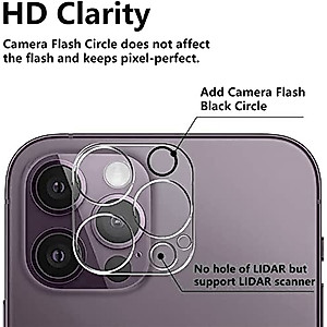 Hlija 3PCS Rear Back Camera Lens Protector Tempered Glass for iPhone 14 Pro/ 14 Pro Max - HD Clear Full Coverage Guard