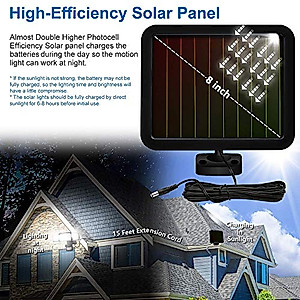 AmeriTop Solar Lights Outdoor, Super Bright 1600LM LED 6000K Solar Motion Sensor Lights with Wide Angle Illumination; 3 Adjustable Heads, IP65 Waterproof Outdoor Security Lighting (Black)