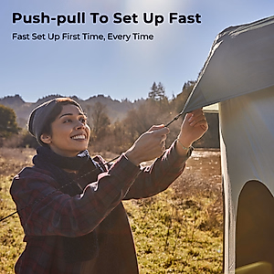 ACACIA Space Camping Tent XL, 4-6 Person Large Family Tent with 6'10'' Height, 2 Doors, 8 Windows, Waterproof Pop Up Easy Setup Hub Tent with Rainfly, Footprint for Car Camping, Glamping, Sunrise