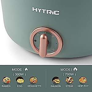 Hytric Hot Pot Electric, 2.5L Portable Electric Skillet with Nonstick Coating, Dual Power Control Multi-Function Cooker for Stir Fry, Steak, Noodles, Ramen Cooker for Dorm and Office, Green