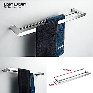 Bath Towel Bar 304 Stainless Steel Bathroom Double Rod Towel Rack, Towel Rail, Bathroom Hardware Pendant Towel Holder (Color : 60cm)