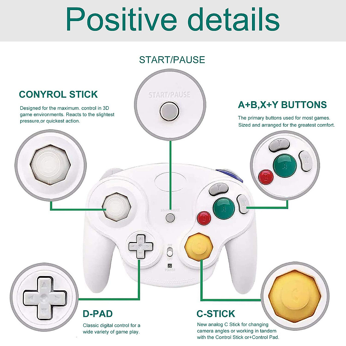 TOOPONE Wireless Gamecube Controllers, Classic Gamecube Wavebird Wireless wii Controller Remote Gamepad Joystick for Nintendo Gamecube Console, Compatible with Wii (Black and White)