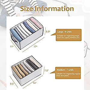 YUXES Dividers Drawer Organizer for Clothing Closet Shelf Wardrobe Clothes Organizer for Folded Clothes Jeans Pants Shirts Storage Bin Container for Bedroom Washable Collapsible