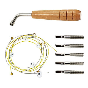 FarBoat 7Pcs Lyre Harp String, 7pcs Tuning Pins, Tuning Wrench, Instrument Tools Kit for Lyre Harp Harpsichord Dulcimer Zither Stringed Instrument