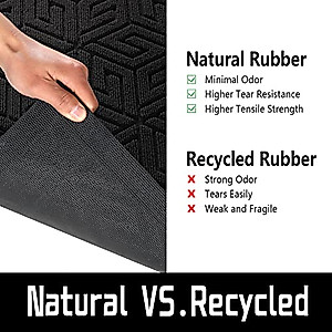 Yimobra Durable Front Door Mat, Heavy Duty Welcome Outdoor Indoor Doormat Entrance Floor Matt, Non Slip Rubber Backing, Easy Clean Shoe Scraper, Waterproof, Patio, Lawn, Garage, 17x29.5 Inch, Black