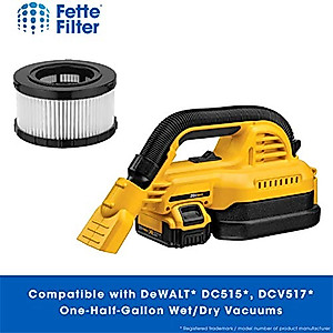 Fette Filter -DC5151H HEPA Filter Compatible with DEWALT Wet Dry Vacuum Models DC515 DCV517 DCV517B Part # DC5151H includes 2 replacement filters.
