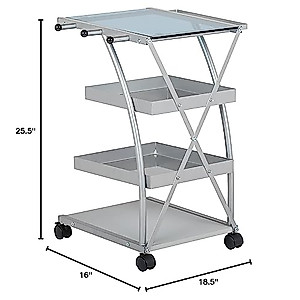 SD STUDIO DESIGNS Modern Triflex Mobile Storage Taboret for Arts and Crafts Silver 18.5" W x 16" D x 25.5" H