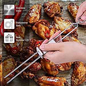 Barbecue Skewers, CMYK 6-Pack 13" Stainless Steel Grilling Skewers with Slider, Reusable Metal BBQ Shish Kabob Skewers Sticks
