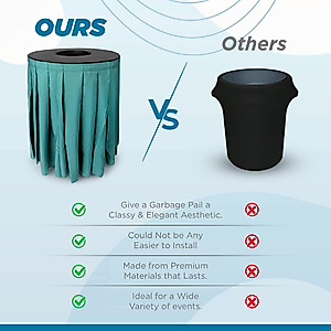 Round Black Garbage Can Cover,Solid Pleated Skirt Topper for 32-35 Gallon Indoor Garbage Cans Trash Bins, Waste Container Without Wheels, Events, Residential Use (Black Top Black Skirt)