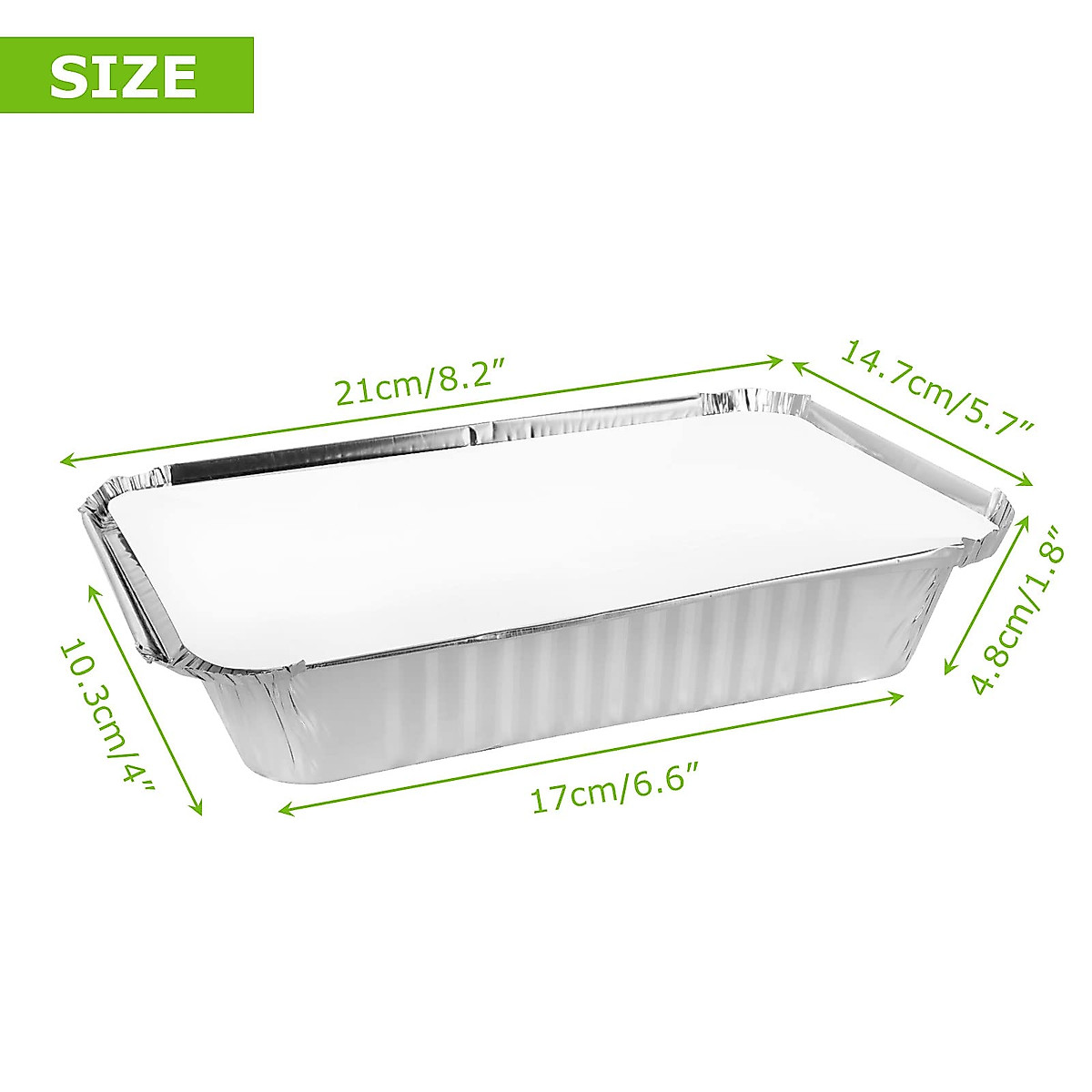 CYEAH 50 Packs Aluminum Foil Pans with Lids 8 x 6 Inch Disposable Foil Pans, 2.25lb Capacity Foil Food Containers with Lids,Disposable Cookware Tin Pans for Baking, Cooking, Heating and Takeout