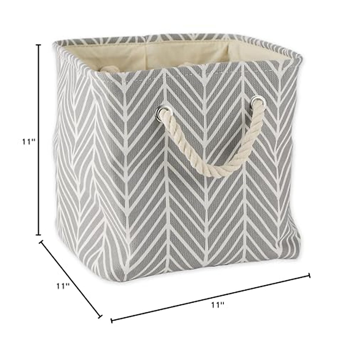 DII Polyester Container with Handles, Herringbone Storage Bin, Large Round, Small Square, Gray