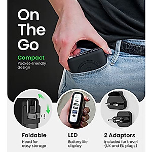 InfinaCore Pandora Portable Power Bank Charger (P3) Global Wireless Charger usb type c wall charger, usb c battery pack power delivery, Fast Charge Phone Laptop Charger Travel with LED Display (Black)