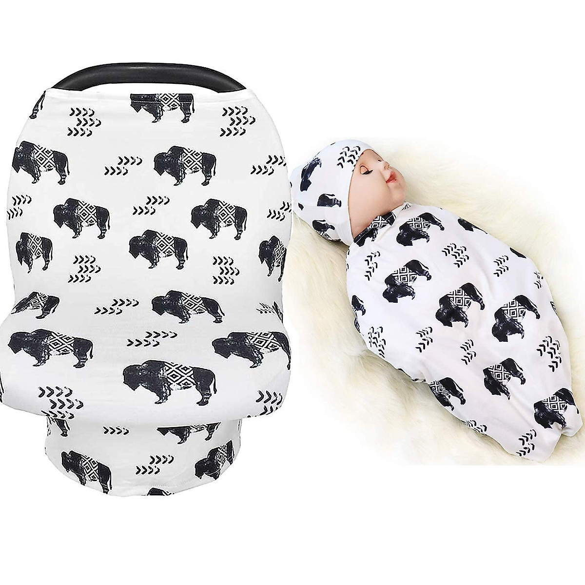 Buffalo Baby Car Seat Cover and Swaddle Cocoon
