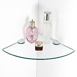 APROTOSS 12-inch Glass Corner Shelf and Glass Shelves for Shower Features Sturdy White Brackets for a Modern Look. Glass Bathroom Shelves Perfect for Displaying Toiletries and Decor