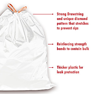 iTouchless Tall Trash Bags, 40 Count, Fits 13 Gal, 14 Gal, 15 Gal, and 16 Gallon Garbage Can, Extra-Large Strong Bathroom Kitchen Bin Liners, for Rubbish Recycling Compost in The Home, Office, Clear