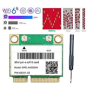 MPE-AX3000H WiFi 6 Wireless Card Dual Band 802.11ax Half Mini PCI-E WiFi Card PCI Express Network Adapter BT5.2 2.4GHz 574Mbps 5GHz 2.4Gbps(160MHz) for Windows 10/11 64 bit Better 7260HMW WiFi Card